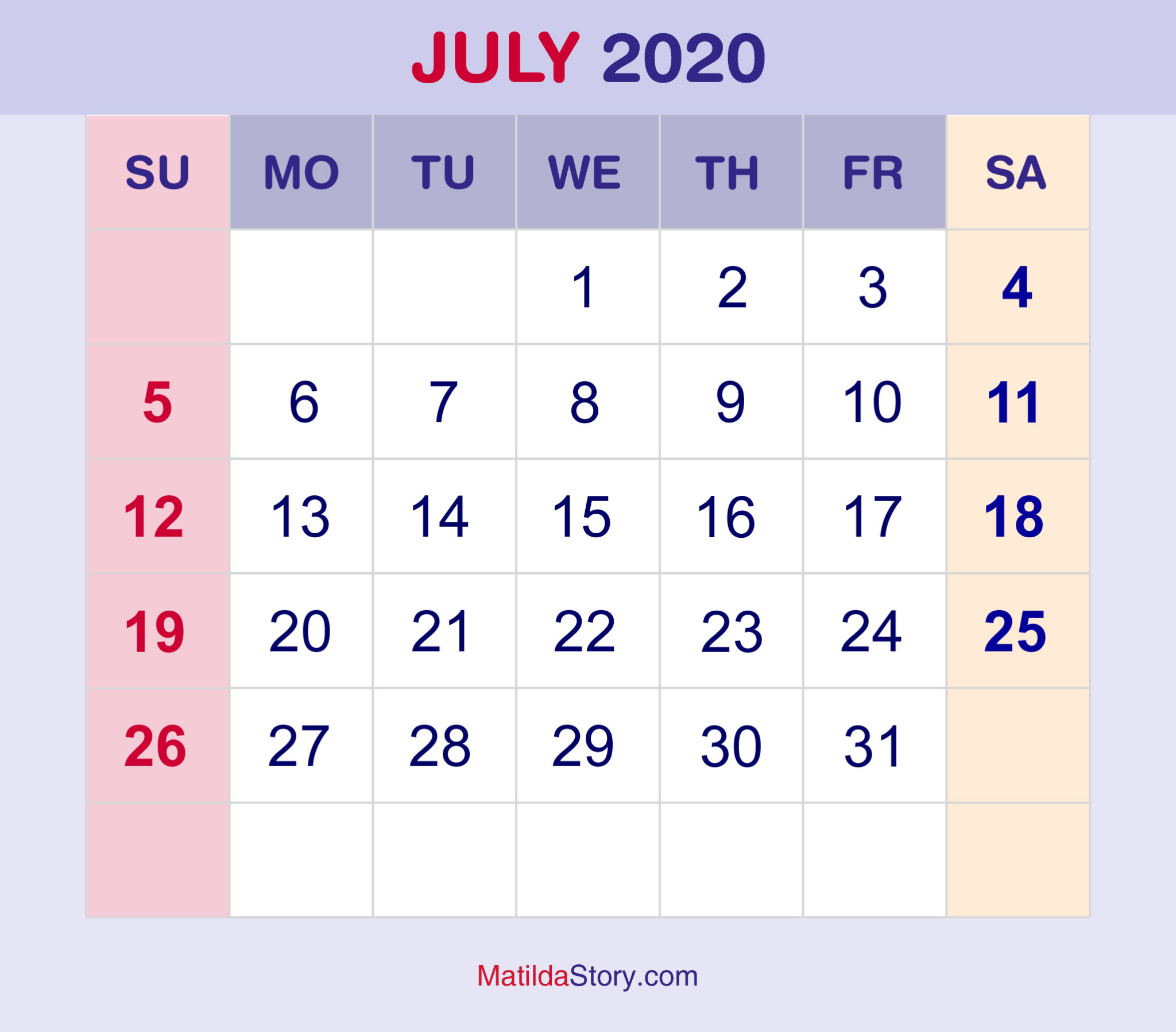 February 2020 Monthly Calendar, Monthly Planner, Printable Free ...