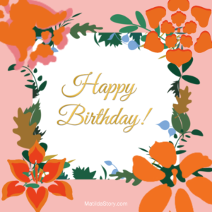 Happy Birthday Card: Pink, Floral Card, Gold Calligraphy – MatildaStory.com
